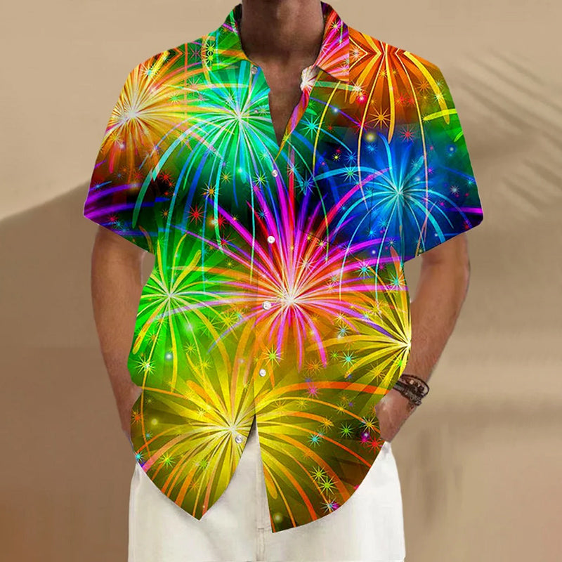 Firework Short Sleeve Men's Shirts With Pocket 2408004182 – CHICHIM