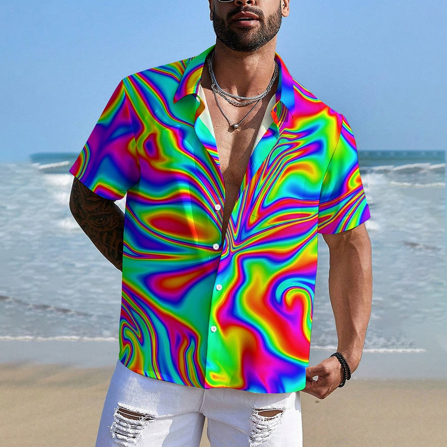 Men's Hawaiian Flowing Color Print Resort Shirt 2306101600 – CHICHIM