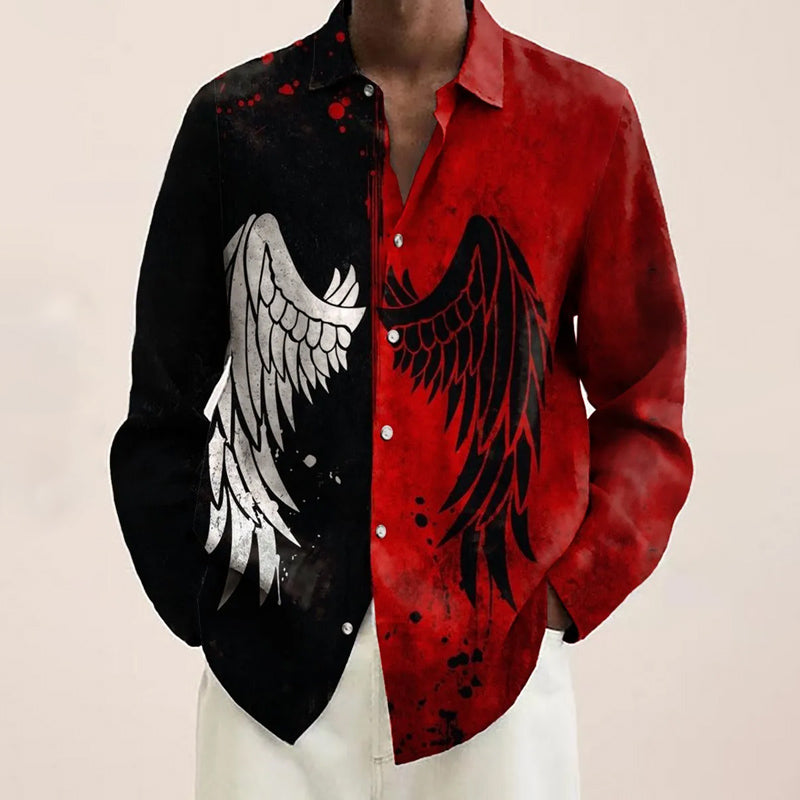 Real Life Half And Half Print Long Sleeve Hawaii Shirt 2409011198 – CHICHIM