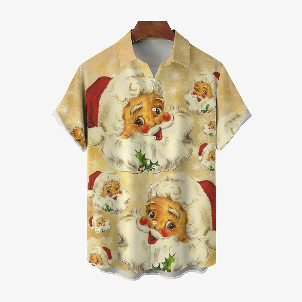 Men's Christmas Santa Claus Print Short Sleeve Shirt 2410006261 – CHICHIM