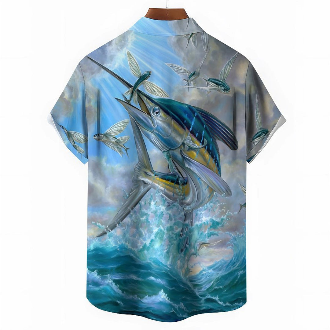 Men's Hawaiian Ocean Fish Print Short Sleeve Shirt 2401000136 – CHICHIM
